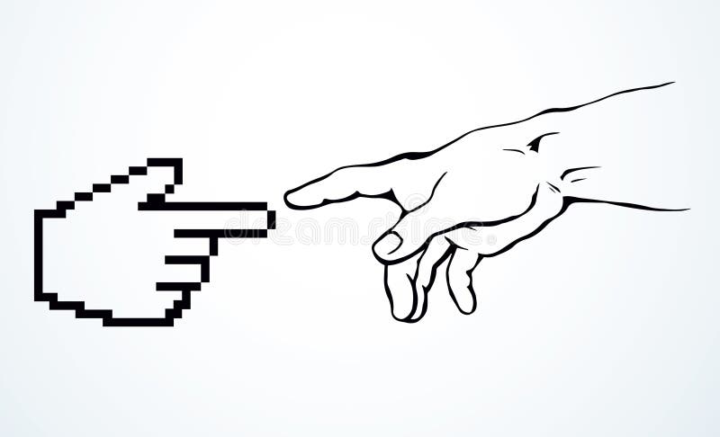Hands of the Creation of Adam. Vector Drawing Stock Illustration ...