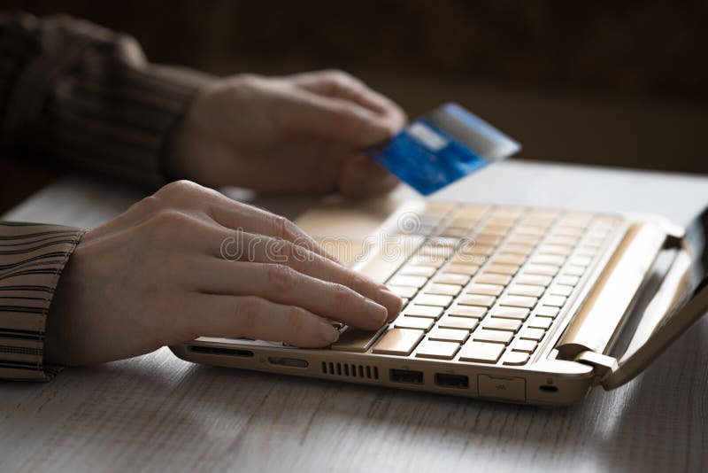 Hands with Credit Card and Notebook Horizontal Stock Image - Image of ...
