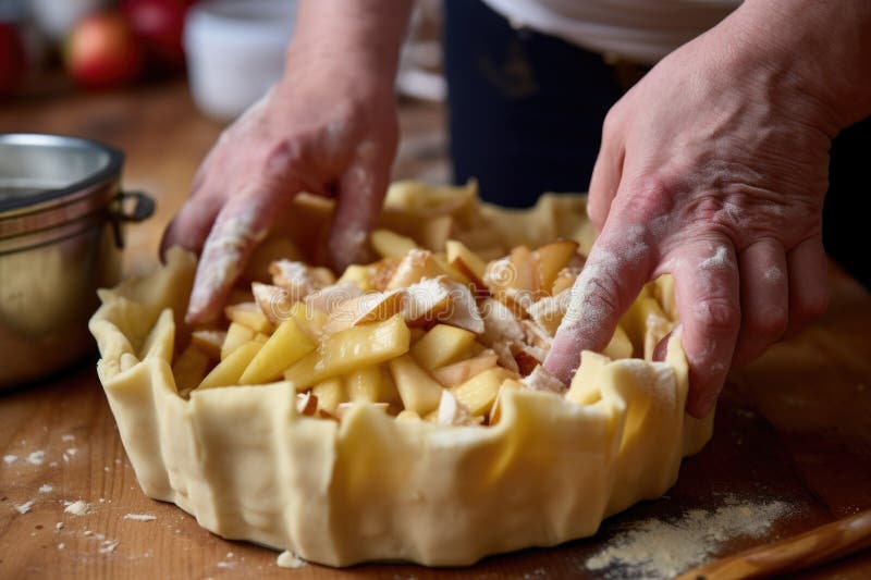 Hands Crimping Crust of an Apple Pie Stock Photo - Image of traditional ...