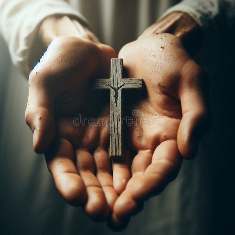 Human Holding the Cross. Religion. Spiritual. Stock Illustration ...