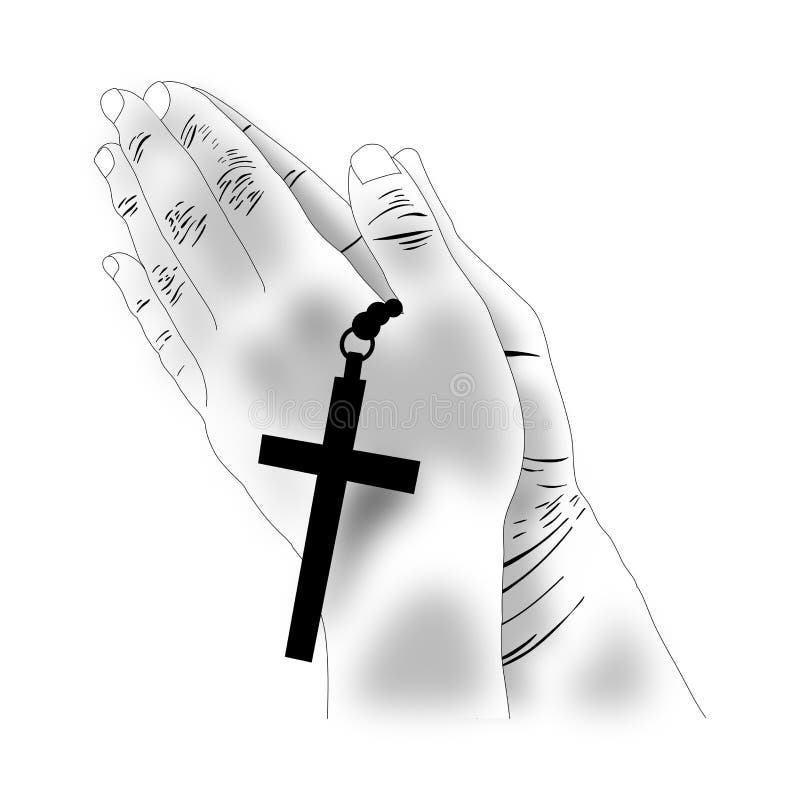 Cross and Praying-careing Hand Stock Vector - Illustration of christ ...