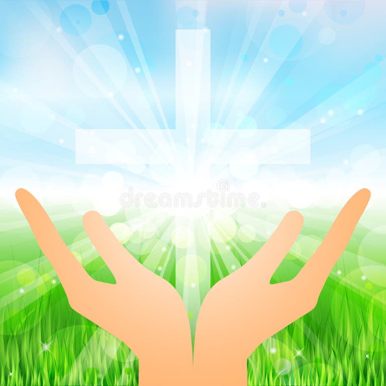 Hands and cross stock vector. Illustration of easter - 34758147