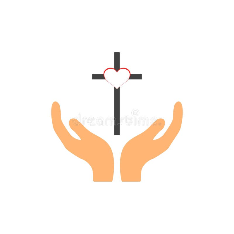 Hands with Cross Vector Illustration, Easter Line Design Icon Stock ...