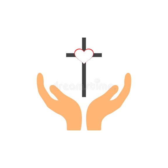 Hands with Cross Vector Illustration, Easter Line Design Icon Stock ...