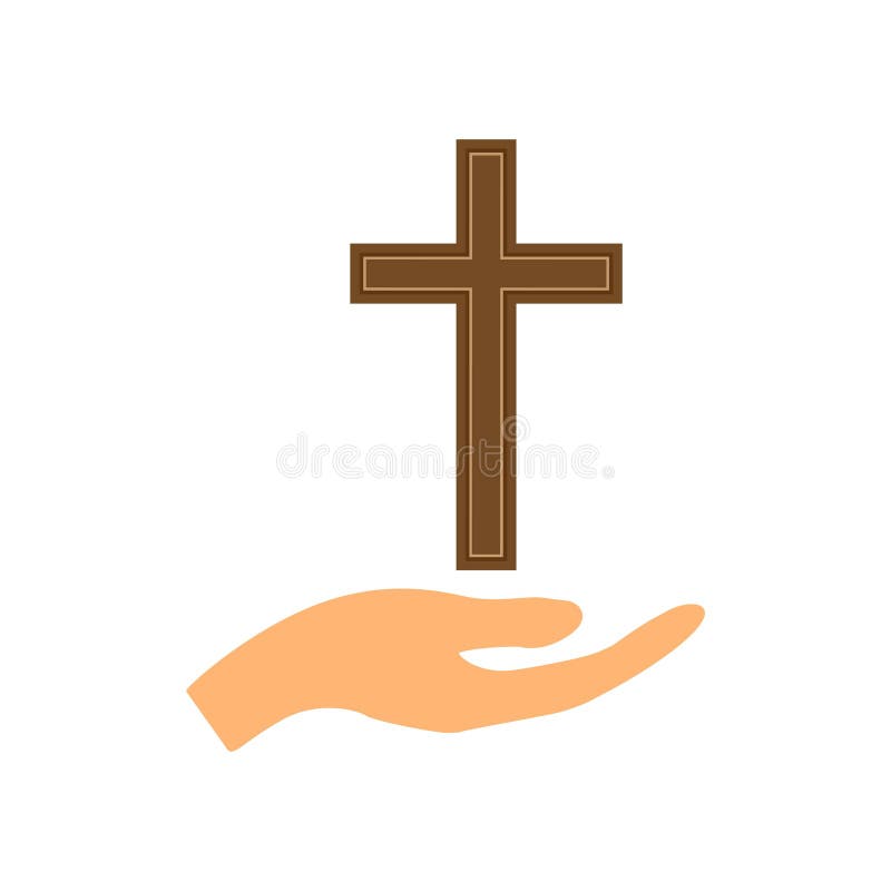 Hands with Cross Vector Illustration, Easter Line Design Icon Stock ...