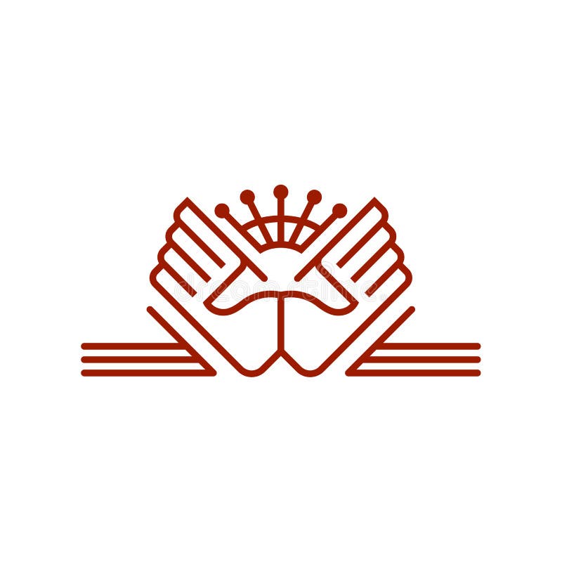 Hands crown linear emblem. stock vector. Illustration of closeup ...