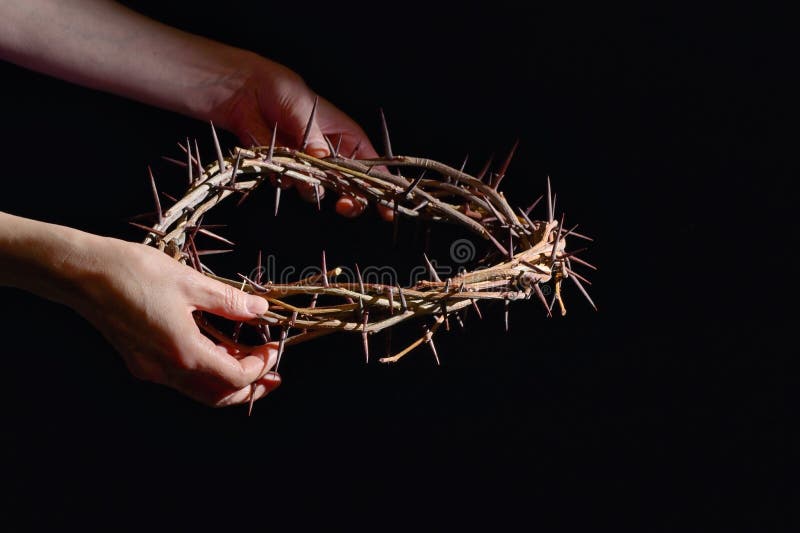 Hand and Crown of Thorns stock photo. Image of spirituality - 173614526