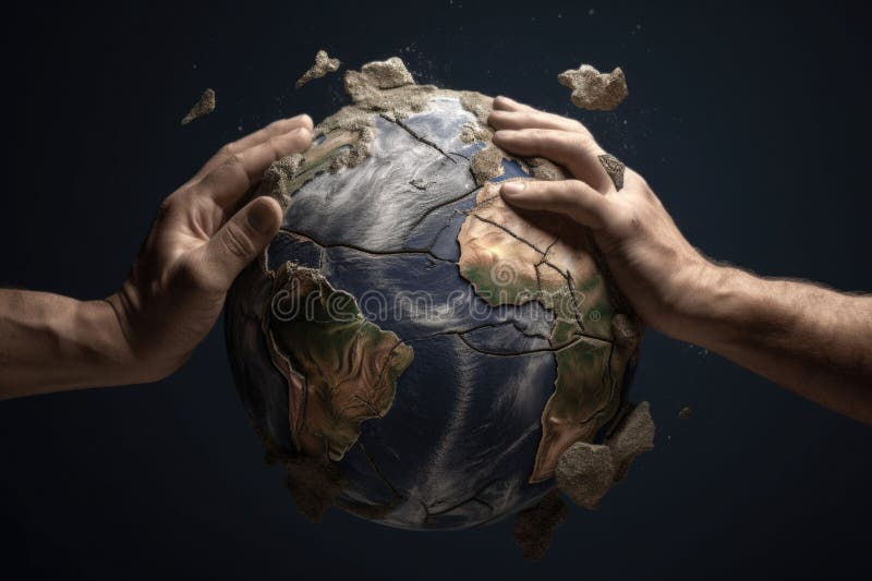 Hands Crush the Earth Globe. Environmental Issues. Destroying the Earth ...