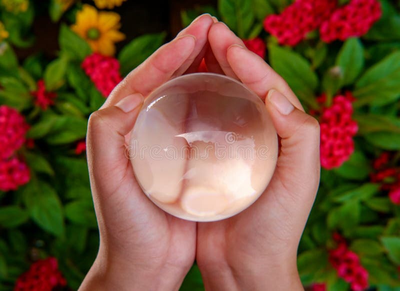 Hands Crystal Ball stock photo. Image of girl, person - 130630424