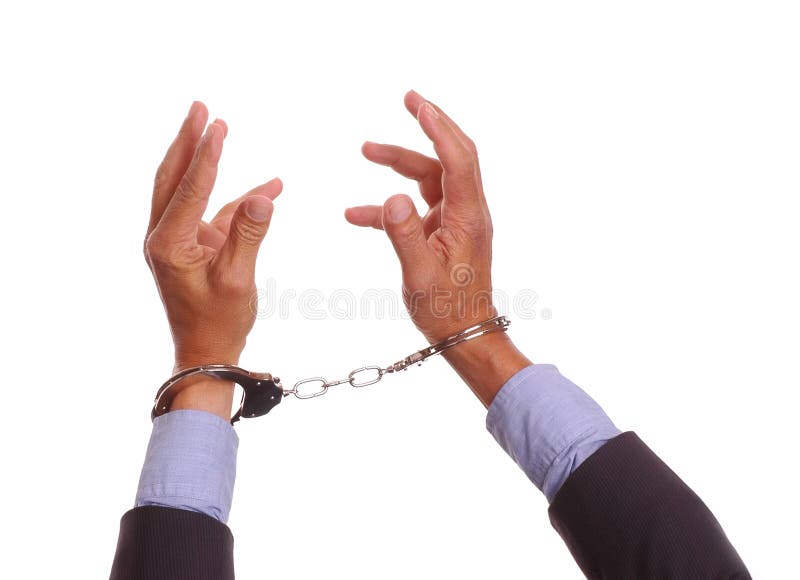 Hands Cuffed and Reaching Up Stock Image - Image of bound, crime: 2355205