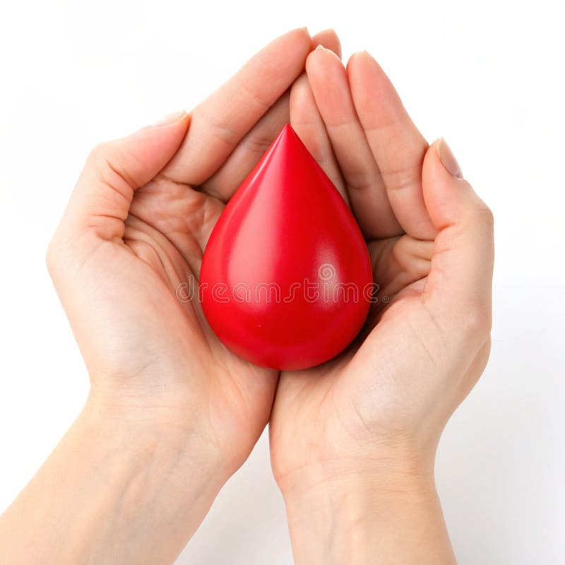 Hands cupping red teardrop stock illustration. Illustration of visual ...