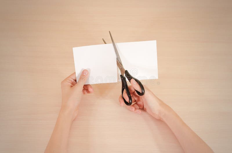 Hands Cut White Paper with Scissors. Stock Image - Image of palm, pair ...