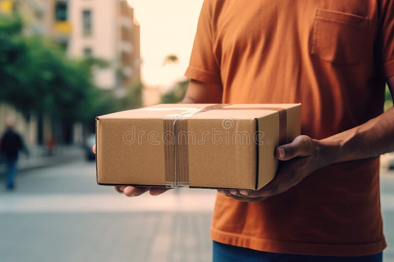 Hands Delivery Man Box Parcel. Generate Ai Stock Illustration ...