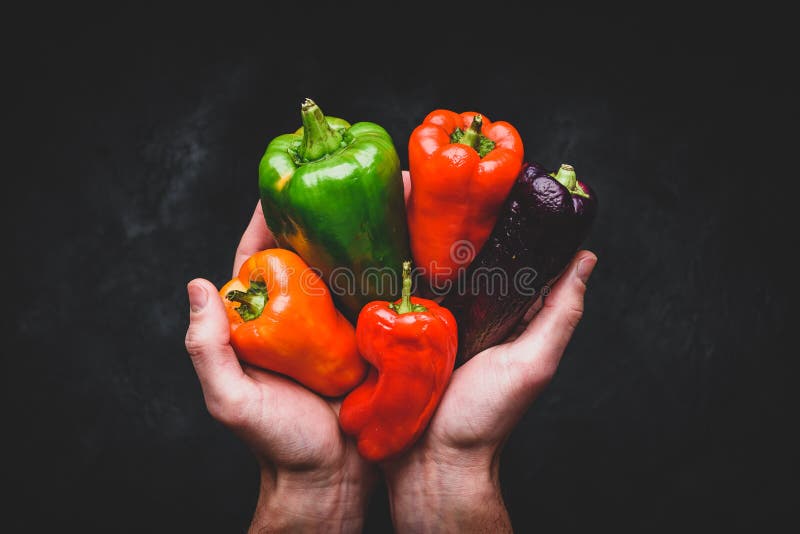 Hands with Different Bell Peppers Stock Image - Image of agriculture ...