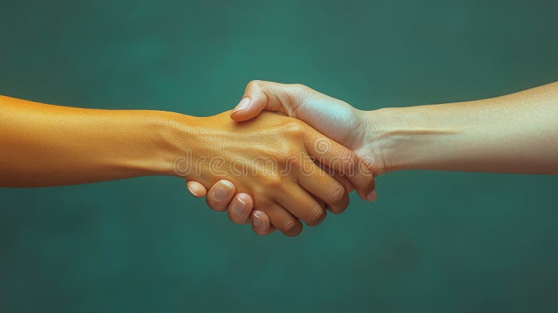 Two Hands of Different Skin Tones Shake Together Symbolizing Unity and ...