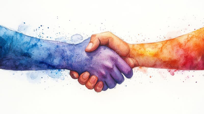 Hands of Different Colors Engage in a Handshake Symbolizing Friendship ...