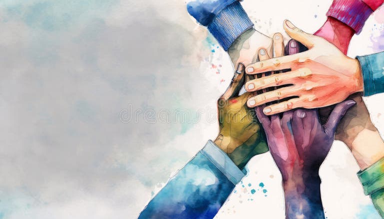 Hands of Different Colors Overlapping in a Circle, Symbolizing Unity ...