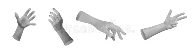 Hands in Different Expressive Gestures, Open Palm, a Curved One ...