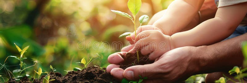 Hands of Different Generations Planting a Sapling, Nurturing Growth and ...