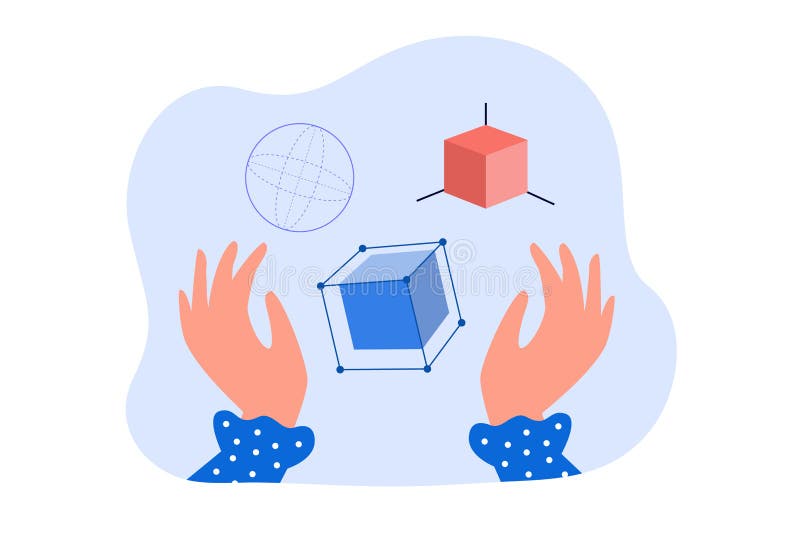 Hands with Different Geometric 3D Shapes Stock Vector - Illustration of ...