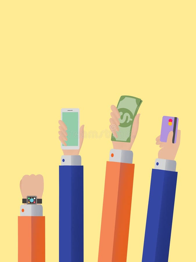 Different Payment Methods in Flat Thin Line Style Stock Vector ...