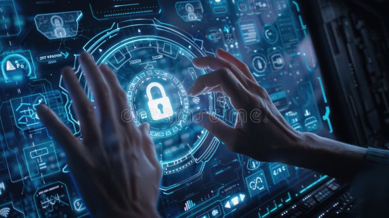 The Hands on Digital Lock.AI Generated Image Stock Image - Image of cybersecurity, online: 381027275
