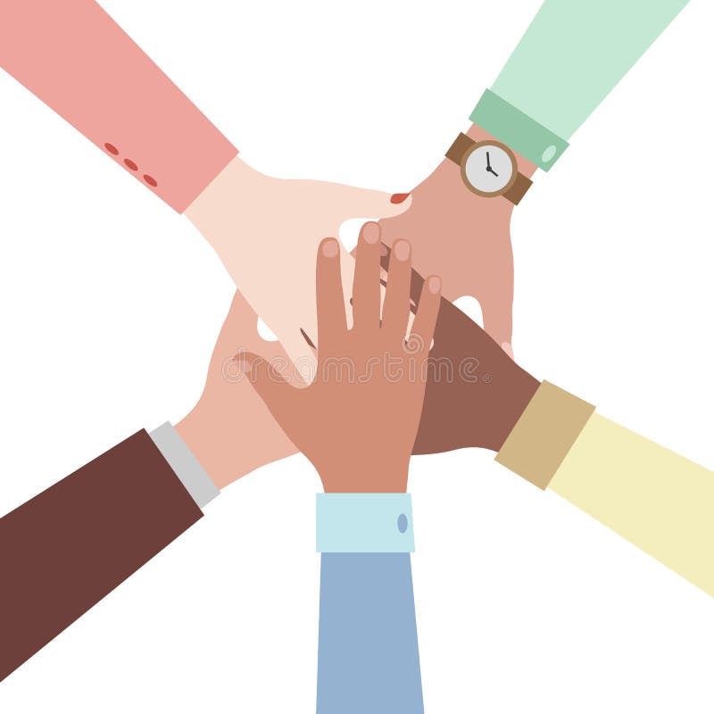 Hands Of Diverse Group Of People Putting Together Concept Of