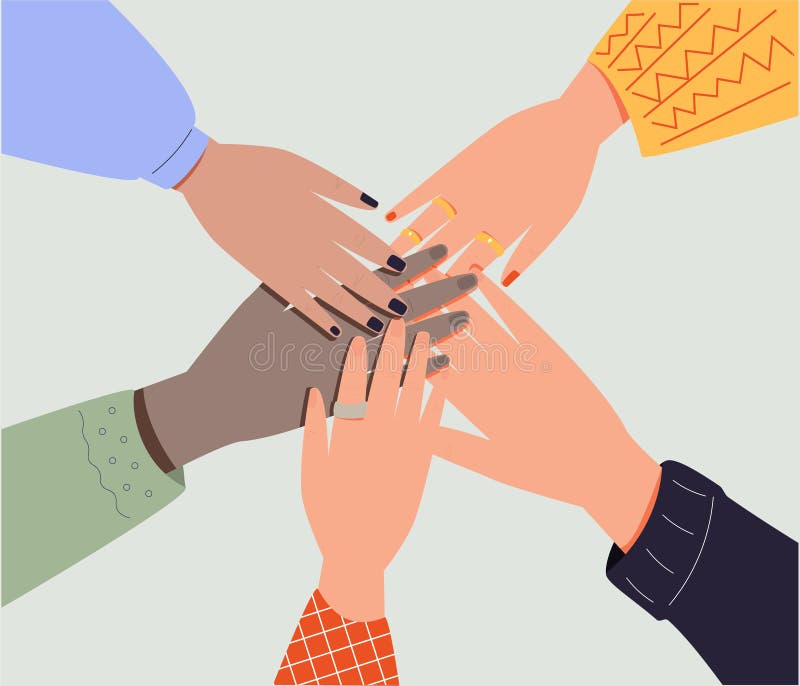 Hands Of Diverse Group Of People Putting Together Concept Of