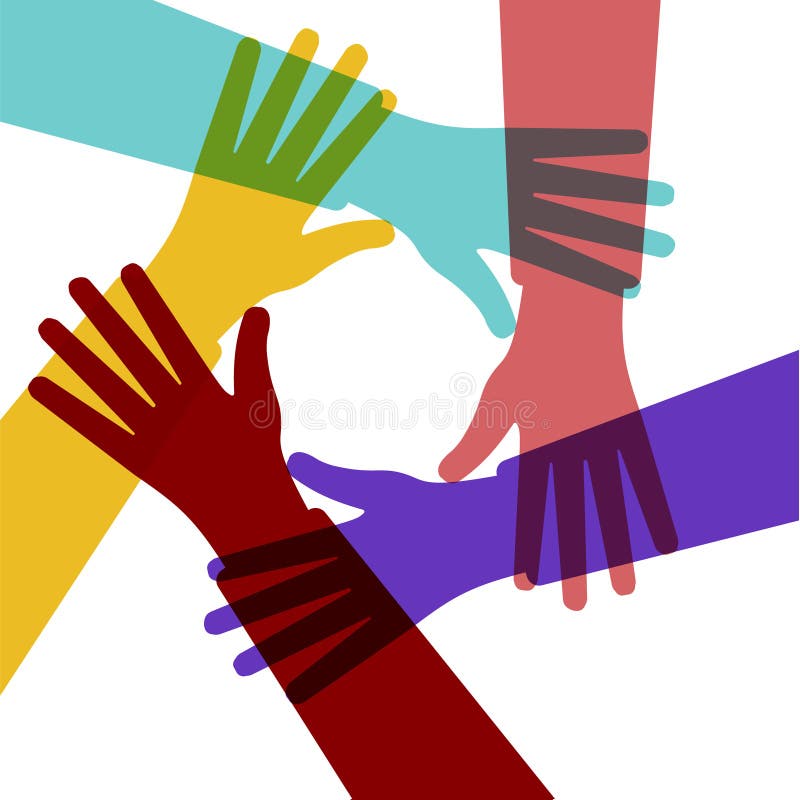 Hands of Diverse Group of People Putting Together. Cooperation ...