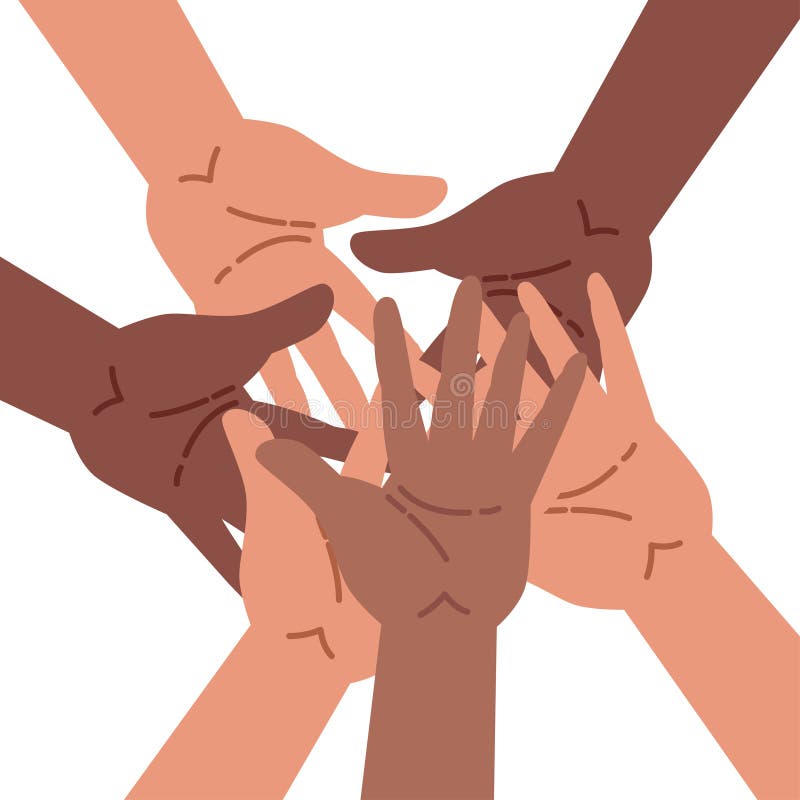 Hands of Diverse Group of People Putting Together Stock Illustration ...