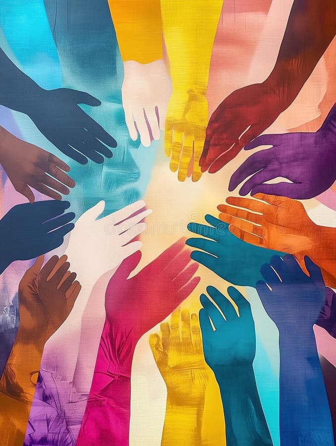 Hands of Diverse Group of People Together Raised Up. Concept of Support ... Hands of Diverse Group of People Together Raised Up. Concept of Support ...