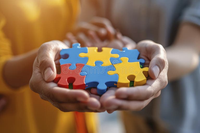 Hands of Diverse People Holding Colorful Puzzle Pieces Together ...