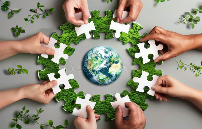 Hands of Diverse People Holding Puzzle Pieces Around Earth Representing ...