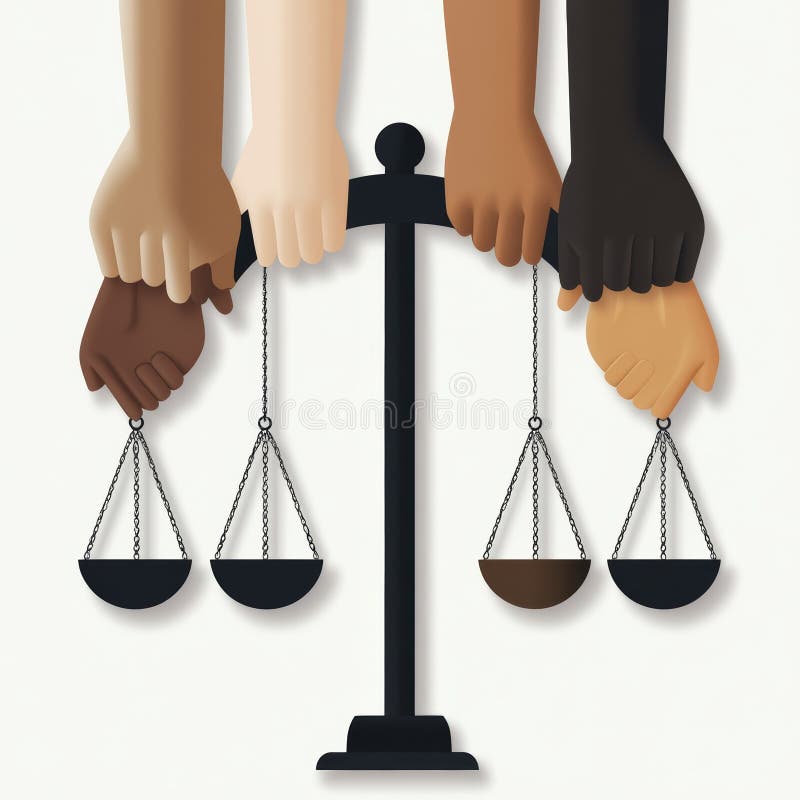 Hands of Diverse People Holding Scales Stock Illustration ...