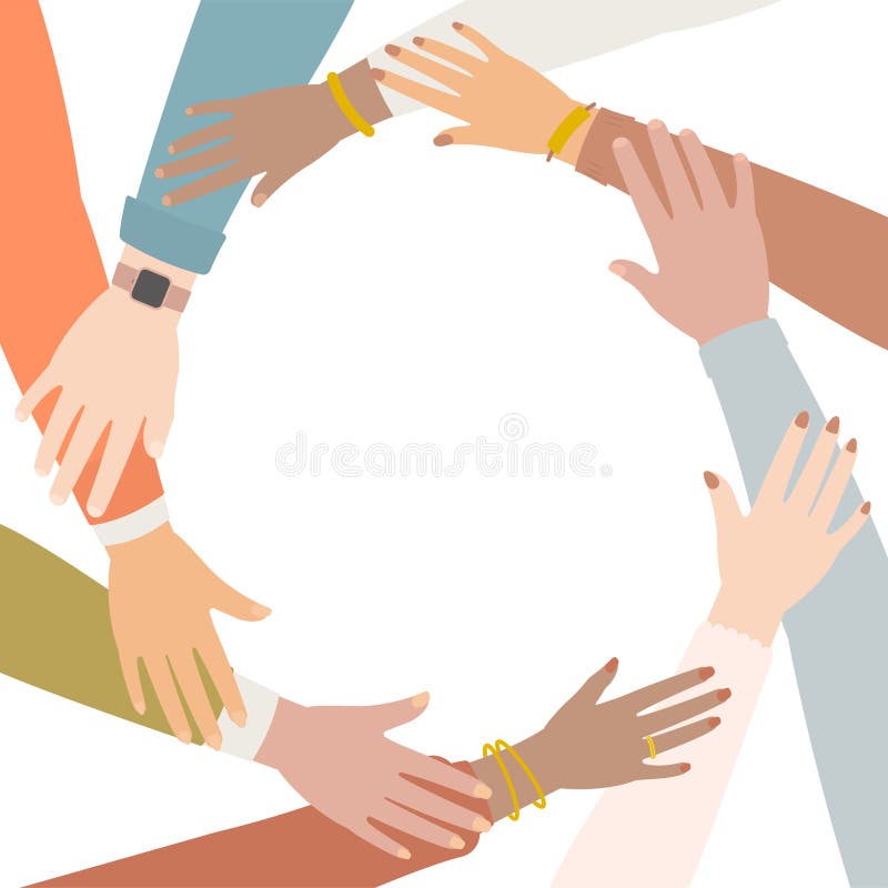 Hands of Diverse People Making Circle Stock Vector - Illustration of ...