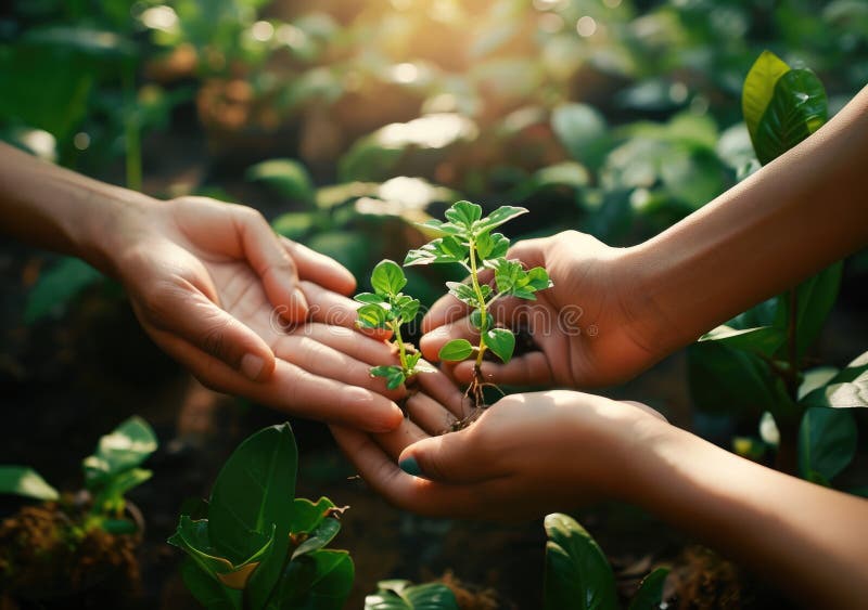 Unity in Environmental Care Stock Illustration - Illustration of sprout ...