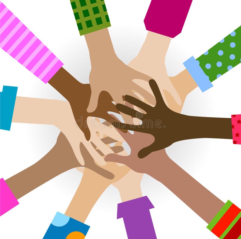 Hands diverse togetherness stock vector. Illustration of casual - 70195101