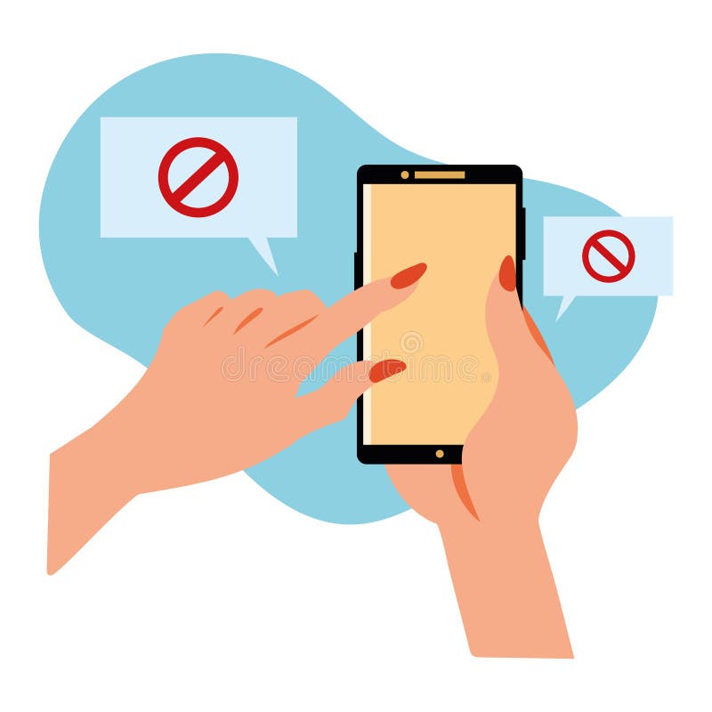 Hands with Do Not Use Smartphone Stock Vector - Illustration of mobile ...