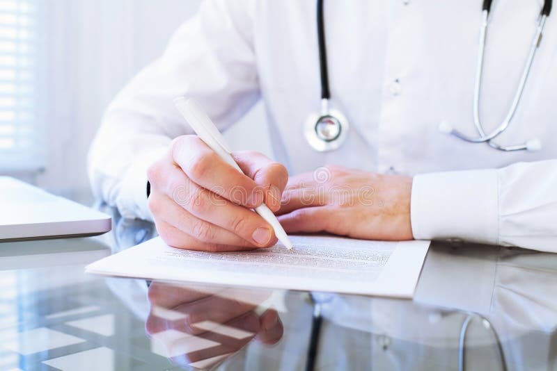 Doctor Writing Prescription Stock Image - Image of examination, hand ...