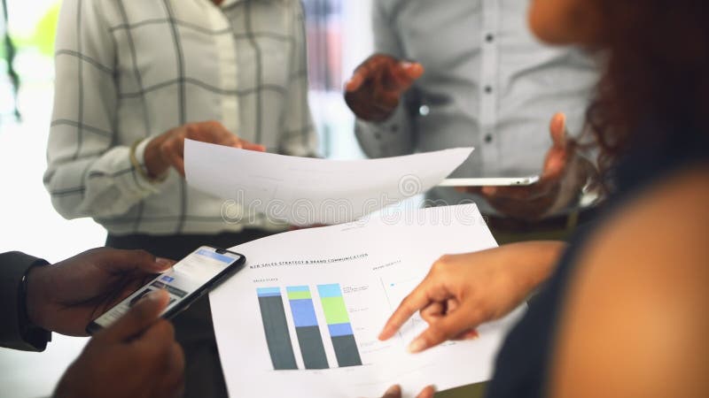 Business, Hands, and Phone with Document for Teamwork, Collaboration or ...