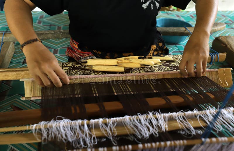 Hands Doing Weaving Work Using Traditional Tools Stock Image - Image of ...