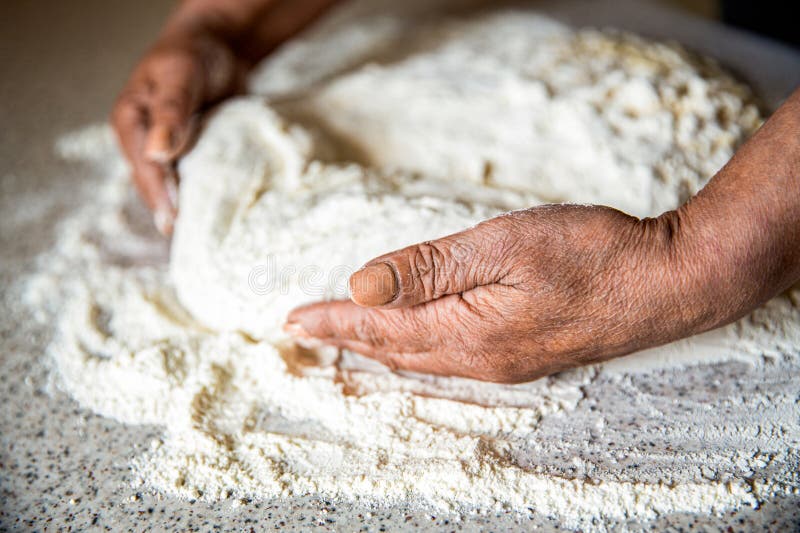 Hands Dough. Female Hands Making Dough for Pizza. Chef in Professional ...