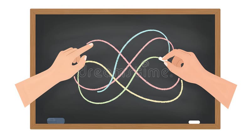Hands Drawing Colorful Infinity Symbol on Dark Chalkboard Stock Image ...