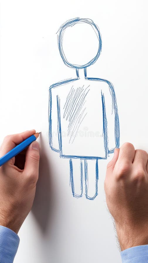 Hands Drawing a Simple Figure on a Whiteboard Stock Illustration ...