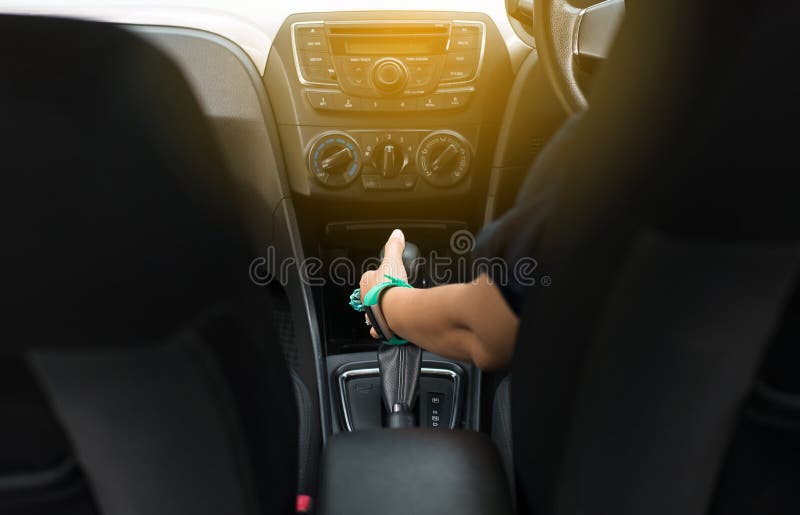 Hand Driver Using Automatic Gear Shift System in Car,Cropped Image ...