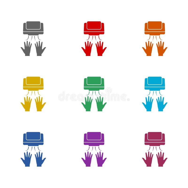 Hands Dryer Icon Isolated on White Background. Set Icons Colorful Stock ...
