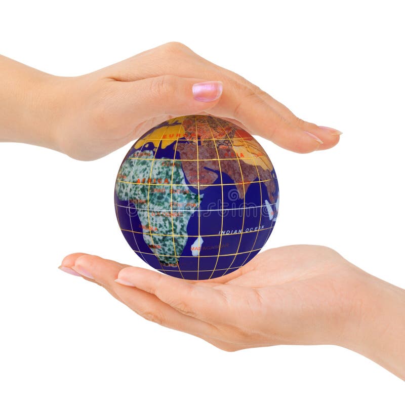 Hands Making a Circle with Blue Earth Stock Image - Image of energy ...