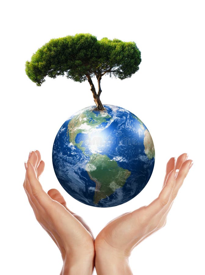Hands, Earth and the tree stock illustration. Illustration of life ...