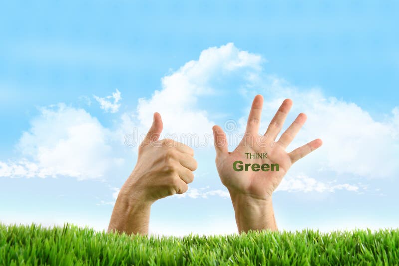 Hands with Eco Friendly Sign Stock Photo - Image of grass, green: 14262236