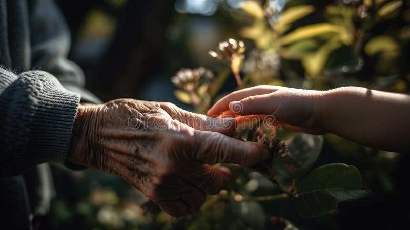 Hands of Elder and Child Sharing a Special Connection. Ai Generated ...